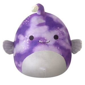 squishmallows original 14-inch easton purple tie-dye anglerfish - large ultrasoft official jazwares plush