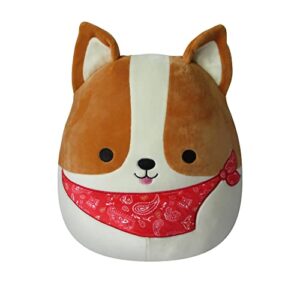 squishmallows original 12-inch reginald corgi with red bandana - medium-sized ultrasoft official jazwares plush