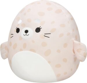 squishmallows original 14-inch lilou beige spotted seal with white belly - large ultrasoft official jazwares plush