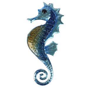 hongland 14.4 inch metal plus glass seahorse wall hanging art decoration-for outdoor/indoor/living room-pretty gifts for relatives and friends