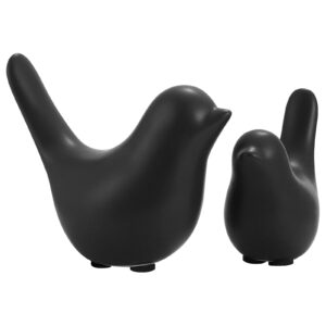 veemoon 2pcs ceramic bird figurines ornaments set modern nordic style abstract bird sculptures for home office desktop landscape garden display decor wedding gift ( size l and s black )