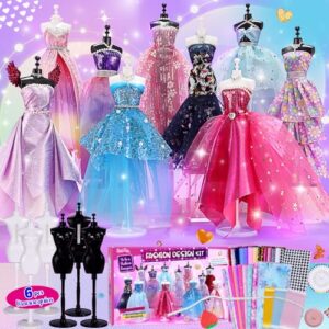 one to four 800+pcs - fashion designer kit for girls with 6 mannequins - arts and crafts kit- sewing kit for kid ages 8-12 -girls gift age 6 7 8 9 10 11 12-gifts for teen girls