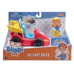 blippi go-kart racer pull back vehicle - features racer figure - toys for kids and preschoolers