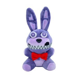 nightmare bonnie plush toy, fnaf plushies toy, fnaf all character stuffed animal doll children's gift collection,8”(purple bonnie rabbit)