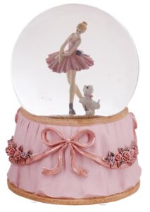 singeek ballerina snow globe plays swan lake ballet tune,christmas music snowglobes ballet recital gifts (dancer with puppy)