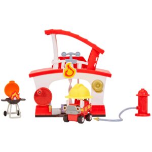 little tikes let’s go cozy coupe fire station playset with fire truck mini push and play vehicle for tabletop or floor push play car fun for toddlers, boys, girls 3+ years