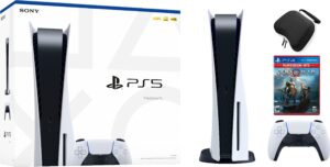 ps5 disc edition gaming console system bundle – plus: god of war game, and dikit controller case – system bundle, ps5 controller, video game, accessories