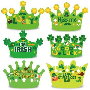 24 sets of st. patrick's day crown crafts kit for kids st. patricks day diy for irish party shamrock clover paper hat decorations saint patrick's day classroom supplies favors