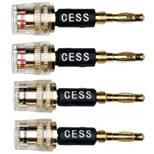 cncess cess-187 banana plug connect to spade fork plug speaker cable adapter, 4 pack