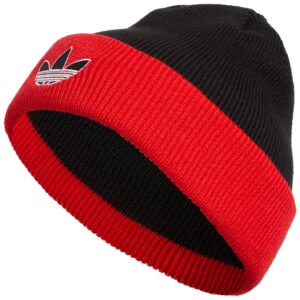 adidas originals sunday cuff beanie, black/vivid red/white, one size