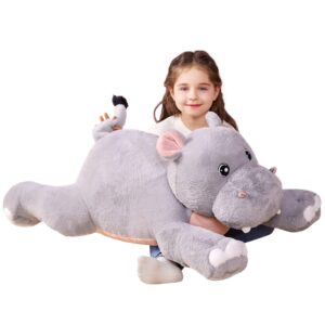 ikasa giant hippo stuffed animal plush toy,large hippopotamus cute 30" jumbo soft toys,huge big size plushy fluffy fat plushie,gifts for kids