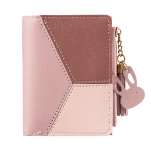 mipahi simple short women's zipper wallet with tassels,leather large-capacity card holder coin purse for women 4.7 * 3.5 * 0.6 inch