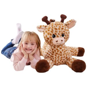 ikasa large giraffe stuffed animal plush toys,soft toy 30" giant cute huge big size jumbo kawaii fluffy plushy fat oversized plushie,gifts for kids