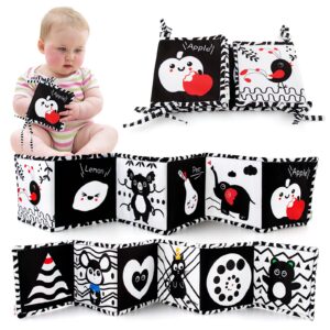 teytoy black and white high contrast baby book infant tummy time newborn toys 0 3 months brain development stroller toys crinkle folding baby soft books crib & carseat toys for infants 0-6 months