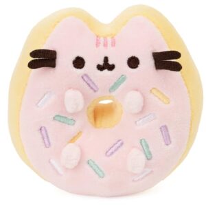 gund sprinkle donut pusheen sweet dessert squishy plush stuffed animal cat squishy and satisfyingly stretchy fabric, for ages 8 and up, pink and mint, 4”