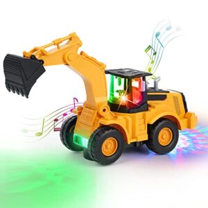 kizeefun excavator truck kids toys: construction 2-5 toddler toys digger truck with electric universal wheel children car toys with light and music birthday christmas for 2 3 4 5 years old boy