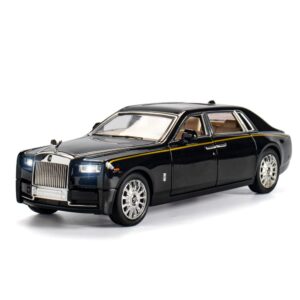 toy car model black rolls-royce phantom alloy collectible pull back vehicles diecast with light and sound