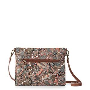 sakroots camden small crossbody in cotton uncoated canvas, sienna spirit desert