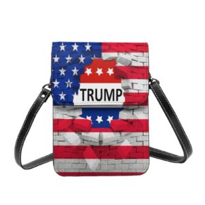 american flag trump cell phone purse, draytso crossbody bag small leather shoulder bag for women wallet sling bags handbag with adjustable strap