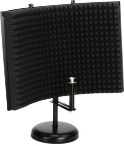 gator frameworks portable desktop microphone isolation shield with round base stand 12" x 16" (gfw-miciso1216)