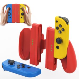 switch joycons detchable grip compatible with nintendo switch/switch oled joycons controllers,nintendo switch accessories-red