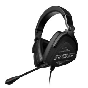 asus rog delta s animate gaming headset | customizable anime matrix led display, ai noise-canceling mic, hi-res ess 9281 quad dac, lightweight, usb-c, for pc, mac, ps5, switch and mobile devices,black