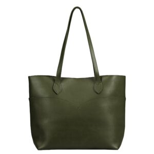 sunlight leaves tote bag green for women vegan leather large simple vintage shoulder handbag classic purse