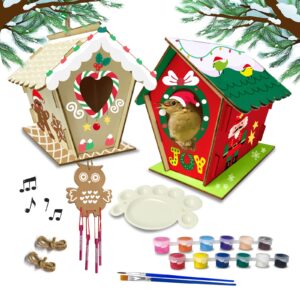 craft spot! bird house kit for kids, christmas bird house sets to build, diy wooden birdhouse for outdoor, kids crafts wood arts and crafts for kids ages 3+