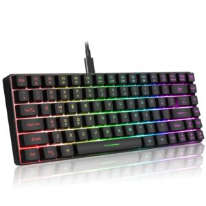 redthunder k84 mini gaming keyboard, 75% ultra-compact tkl mechanical feel wired keyboard with rgb led lighting effects for pc/mac/ps4/ps5/xbox gamer (black)