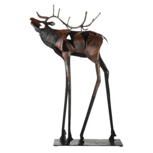 aslusney metal deer statues,elk sculptures handicrafts home decor,100% handmade rustic metal crafted reindeer ornament figurines gifts for bookshelf office desk & home decorations(deer)