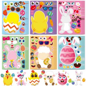 gonlei 24 sheets easter crafts for kids ages 3-5,easter stickers make face,easter toddlers activities basket stuffers,classroom craft party games favors