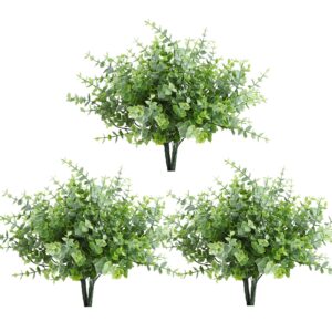 the bloom times 18 pack artificial greenery stems fake greenery boxwood picks faux plants outdoor uv resistant for farmhouse home garden patio wedding indoor outside decor in bulk wholesale