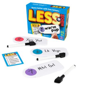 less is more, party board game fun word letter card game funny gift toy living room family game night, for adults, teens, and kids ages 8 and up