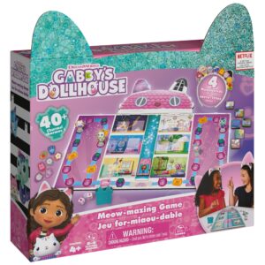 spin master games, gabby’s dollhouse, meow-mazing board game, board game for kids, family games, preschool game for families & kids ages 4+