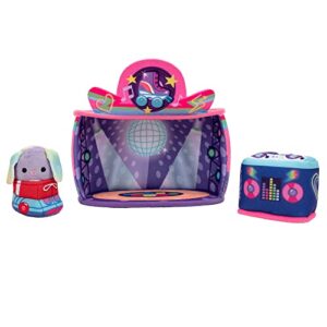 squishville by original squishmallows rock and roller disco playset - includes 2-inch danya the bunny plush, roller skates, dj booth, and skating rink playscene - toys for kids