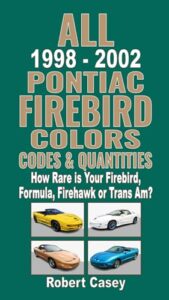 all 1998-2002 pontiac firebird colors, codes & quantities: how rare is your firebird, formula, firehawk or trans am?