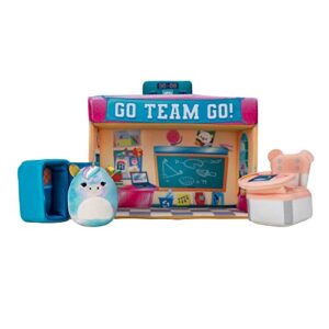 squishville by original squishmallows deluxe academy playset - includes 2-inch eunice the unicorn plush, school desk, locker, and school playscene - toys for kids