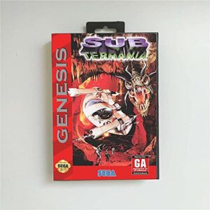 lksya sub-terrania - usa cover with retail box 16 bit md game card for sega megadrive genesis video game console (us eu shell)