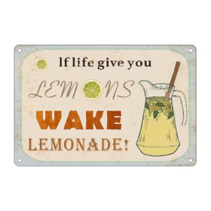 funny retro metal tin sign - if life gives you lemons make lemonade - vintage style bar garage hotel diner cafe home wall decor art 8 x 12 "