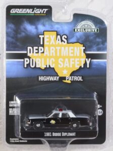 greenlight 1:64 1981 dodg&e diplomat - texas department of public safety (hobby exclusive) 30303 [shipping from canada]