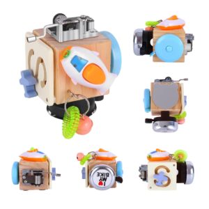 toddler travel toys - busy cube for toddler travel toys for toddlers 1 2 3 years old autism sensory toys busy activity board educational learning toys, fidget cube for kids, 7 in 1 activity cube set