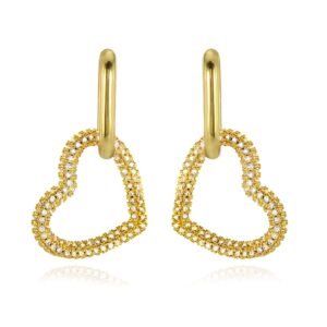 kose 14k gold huggie hoop earrings heart drop and dangle earrings for women gold and white gold plating (gold)