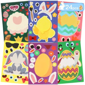 aitsite 36pcs easter animal stickers with bunny, chicken, easter eggs, easter stickers, diy easter art and craft stickers for kids home (24pcsdiy sticker)