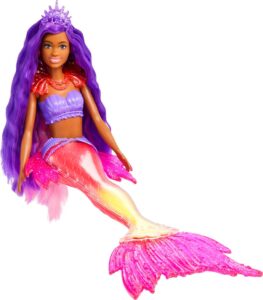 barbie mermaid power doll set, barbie "brooklyn" fashion doll with phoenix pet & accessories, mermaid toy with interchangeable fins