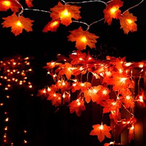 christmas decor, fall decorations for home, 13 ft 40 led battery operated led light maple leaves string lights for christmas thanksgiving xmas garden patio bedroom party indoor outdoor decorations