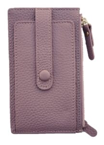 genuine leather women's slim wallet thin small purse bifold id card holder (d2 dusty pink)