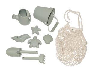 bravejusticekidsco. | silicone summer beach set xl | toddler sandbox toys | + beach bag + watering can & rake (warm sand)