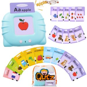 qutz talking flash cards for toddlers 2-4, autism toys, speech therapy toys, educational abc learning talking sight words flash cards kindergarten for boys and girls, 248 sight words blue