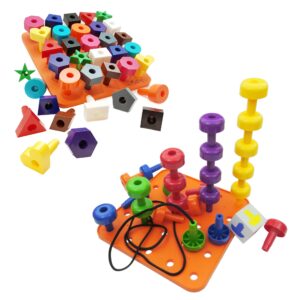 skoolzy peg board toddler stacking toys - plastic peg board toddler toys