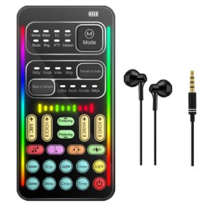 portable voice changer, 2rd generation i9 live sound card, cool lights sound board - voice disguiser/modulator for ps4/ps5/xbox one/pc/phone/laptops with adjustable voice functions